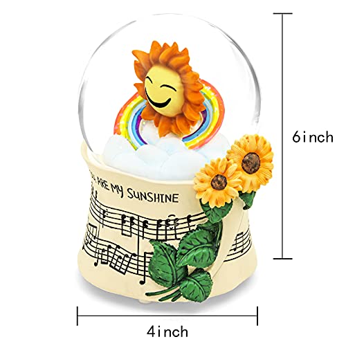 Sunflower Music Box Snow Globe, Sunflower Gift for Wife Girlfriend Women, Flower Snowglobe Musical Box with Light Birthday Christmas Valentine Play You are My Sunshine