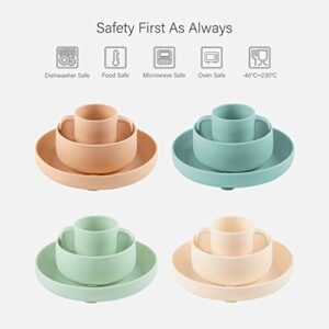 YOOFOREA Baby Led Weaning Supplies I Toddler Infant Baby Essentials First Stage I Baby Feeding Set - Tiny Cup, Suction Bowl & Plate I 100% Platinum Food Grade Silicone I BPA BPS PVC Free - Cream