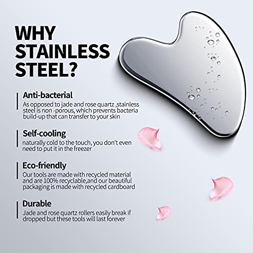 Stainless Steel Gua Sha Tool - Gua Sha Massage Tool, for Facial Microcirculation/Removes Toxins/Prevents Wrinkles/Boost Radiance of Complexion - 100% Authentic & Genuine Stainless Steel