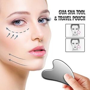 Stainless Steel Gua Sha Tool - Gua Sha Massage Tool, for Facial Microcirculation/Removes Toxins/Prevents Wrinkles/Boost Radiance of Complexion - 100% Authentic & Genuine Stainless Steel