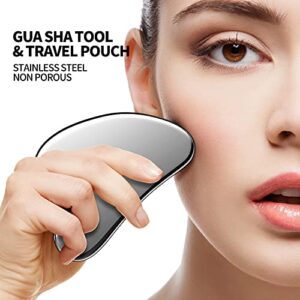 Stainless Steel Gua Sha Tool - Gua Sha Massage Tool, for Facial Microcirculation/Removes Toxins/Prevents Wrinkles/Boost Radiance of Complexion - 100% Authentic & Genuine Stainless Steel