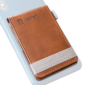 eLusefor Stick-On Phone Wallet & Card Holder for Back of iPhone or Android Case - Saddle Brown