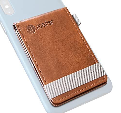 eLusefor Stick-On Phone Wallet & Card Holder for Back of iPhone or Android Case - Saddle Brown