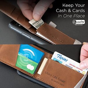 eLusefor Stick-On Phone Wallet & Card Holder for Back of iPhone or Android Case - Saddle Brown