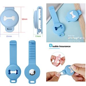 Skywin Silicone Airtag Cases for Pet Collar - Airtag Dog Collar Holder Protects Device from Dust, Damage, Loss - Easily Clip Anti-Lost Airtag Collar Holder for Pet, Cat, Dog Tag Collar (Light Blue)