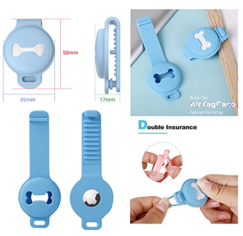 Skywin Silicone Airtag Cases for Pet Collar - Airtag Dog Collar Holder Protects Device from Dust, Damage, Loss - Easily Clip Anti-Lost Airtag Collar Holder for Pet, Cat, Dog Tag Collar (Light Blue)