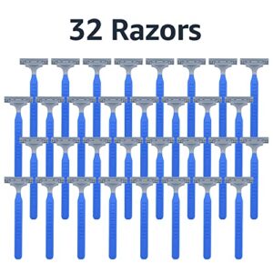 Amazon Basics Twin Blade Pivoting Disposable Razors with Rubber Grip, 32 Count, 1-Pack (Previously Solimo)