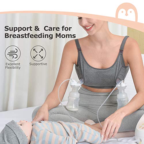 Pumping Bra, Momcozy Hands Free Pumping Bras for Women 2 Pack Supportive Comfortable All Day Wear Pumping and Nursing Bra in One Holding Breast Pump for Spectra S2, Bellababy, Medela