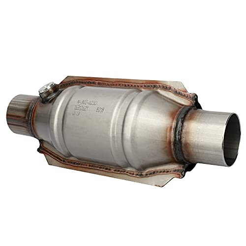 MAYASAF 2.25" Inlet/Outlet Universal Catalytic Converter, with O2 Port & Heat Shield (EPA Compliant)