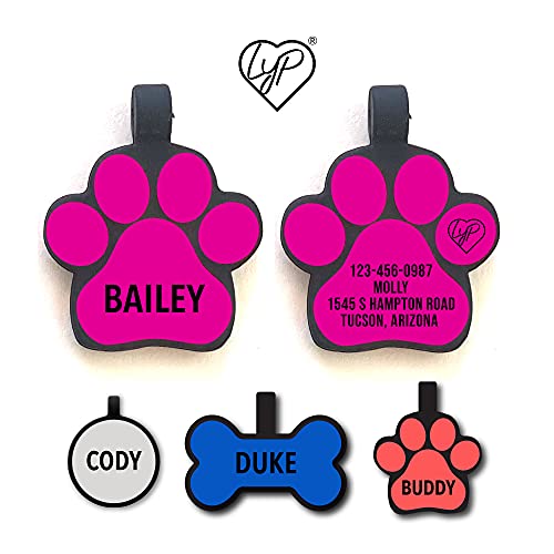 Love Your Pets Soundless Shapes Pet Tag - Deep Engraved Silicone - Double Sided and Engraving Will Last - Includes Shipping with Tracking- Pet ID Tags, Dog Tags, Cat Tags