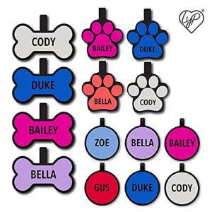 Love Your Pets Soundless Shapes Pet Tag - Deep Engraved Silicone - Double Sided and Engraving Will Last - Includes Shipping with Tracking- Pet ID Tags, Dog Tags, Cat Tags