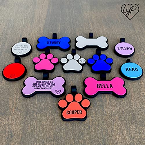 Love Your Pets Soundless Shapes Pet Tag - Deep Engraved Silicone - Double Sided and Engraving Will Last - Includes Shipping with Tracking- Pet ID Tags, Dog Tags, Cat Tags