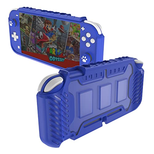 Switch Lite Case, KIWIHOME Durable Anti-Slip Shockproof Protective Hard Case Only for Nintendo Switch Lite with Thumb Grip Caps Switch Lite Case for Boys (Blue)