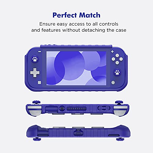 Switch Lite Case, KIWIHOME Durable Anti-Slip Shockproof Protective Hard Case Only for Nintendo Switch Lite with Thumb Grip Caps Switch Lite Case for Boys (Blue)