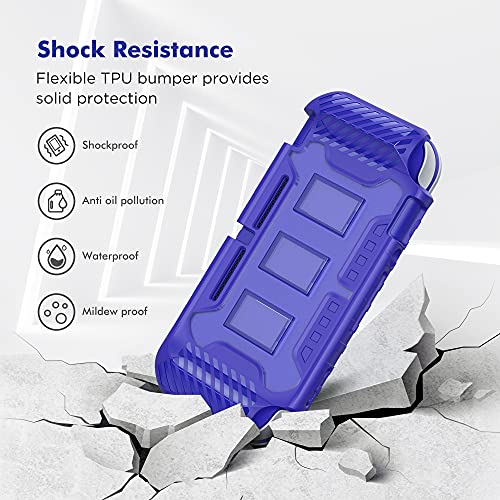 Switch Lite Case, KIWIHOME Durable Anti-Slip Shockproof Protective Hard Case Only for Nintendo Switch Lite with Thumb Grip Caps Switch Lite Case for Boys (Blue)