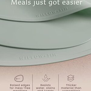 Willow + Sim Silicone Placemat for Kids - Travel Placemats for Toddlers, Non Slip Silicon Mat for Baby Eating, Best Kids Placemats for Dining Table Spills & Mess, Round, Nonslip, Safe & Easy to Clean