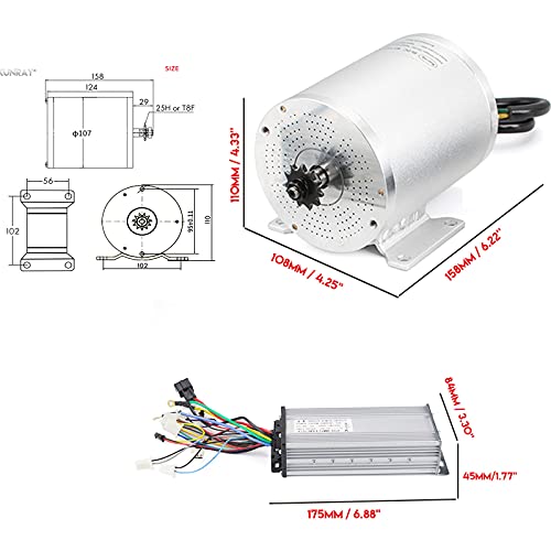 36V Electric Brushless DC Motor Kits 1000W BLDC Mid Motor 3100RPM 27.7A with 30A Speed Controller Handlebar Twist Grip Throttle Go Kart Motor Kit