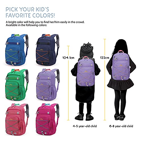 MOUNTAINTOP Kids Backpack for Boys Girls Elementary Kindergarten Bag Lightweight Children Daypack Purple