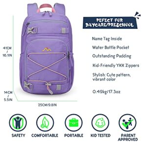 MOUNTAINTOP Kids Backpack for Boys Girls Elementary Kindergarten Bag Lightweight Children Daypack Purple