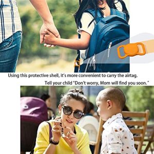 2-Pack Dog Collar Holder Compatible with AirTag, Soft Silicone Waterproof Case for Apple Air Tag Tracker Kids School Bag & Backpack & Dog Pet Collar Loop Holder (Orange/Blue)