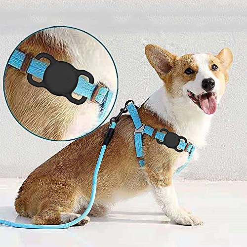 2-Pack Dog Collar Holder Compatible with AirTag, Soft Silicone Waterproof Case for Apple Air Tag Tracker Kids School Bag & Backpack & Dog Pet Collar Loop Holder (Orange/Blue)