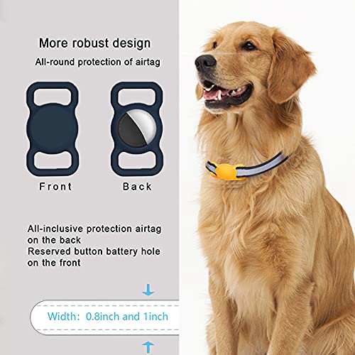 2-Pack Dog Collar Holder Compatible with AirTag, Soft Silicone Waterproof Case for Apple Air Tag Tracker Kids School Bag & Backpack & Dog Pet Collar Loop Holder (Orange/Blue)