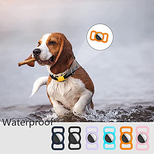 2-Pack Dog Collar Holder Compatible with AirTag, Soft Silicone Waterproof Case for Apple Air Tag Tracker Kids School Bag & Backpack & Dog Pet Collar Loop Holder (Orange/Blue)