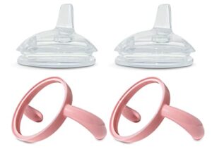 sippy spout nipples with bottle handles for comotomo baby bottle | 2-pack | food grade silicone | bpa-free | spill-proof (pink)