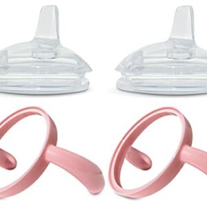 Sippy Spout Nipples with Bottle Handles for Comotomo Baby Bottle | 2-Pack | Food Grade Silicone | BPA-Free | Spill-Proof (Pink)