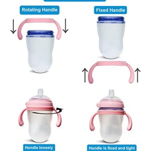 Sippy Spout Nipples with Bottle Handles for Comotomo Baby Bottle | 2-Pack | Food Grade Silicone | BPA-Free | Spill-Proof (Pink)