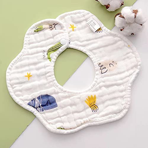 Muslin Baby Bibs, 360 Degree Rotate Soft Baby Bib Anti-Stain and Odor Resistant, Neck Baby Bibs Drool