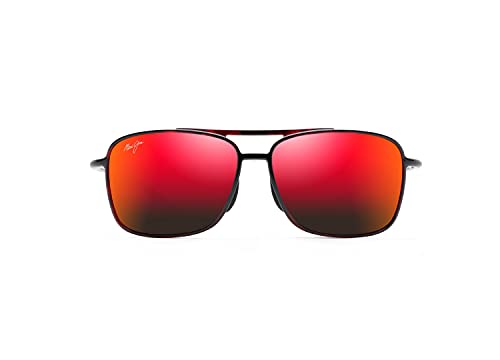 Maui Jim Men's and Women's Kaupo Gap Polarized Aviator Sunglasses, Red/Black Tortoise/Hawaii Lava ™, Medium