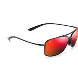 Maui Jim Men's and Women's Kaupo Gap Polarized Aviator Sunglasses, Red/Black Tortoise/Hawaii Lava ™, Medium