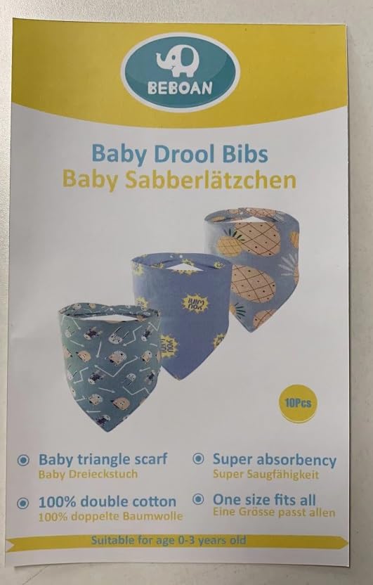 BEBOAN Baby Bandana Drool Bibs, 10-Pack Newborn Bibs for Toddler Girls Drooling Teething, 100% Organic Cotton Soft and Absorbent Baby Bibs, Adjustable Size (Girl)