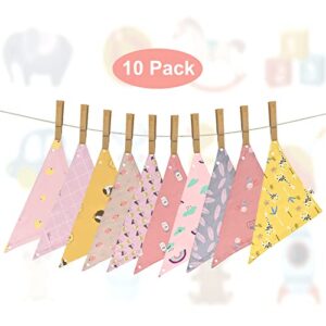 BEBOAN Baby Bandana Drool Bibs, 10-Pack Newborn Bibs for Toddler Girls Drooling Teething, 100% Organic Cotton Soft and Absorbent Baby Bibs, Adjustable Size (Girl)