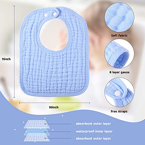 8 Pieces Baby Muslin Bibs & Burp Cloths Set, 20 x 10 Inch (Fresh Color)