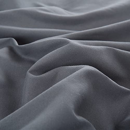 CAROMIO Duvet Cover Queen Size, 3 Pieces Double Brushed Microfiber Duvet Cover Set, All Season Soft Reversible Duvet Cover with Zipper Closure, Charcoal/Silver Grey, 90x90 Inches