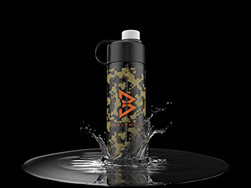 TOAK Reusable Water Bottle Starter Kit - Includes 3 Caps to Mix With Your Water, Portable Tea of a Kind Flavor Caps (Beast Mode Bottle)