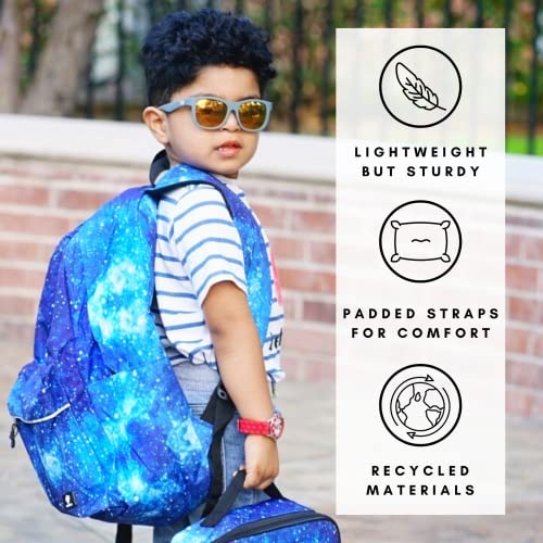 Fenrici Galaxy Backpack for Boys, Girls, Teens, Boys' Backpack for School, Kids' Bookbags with Padded Laptop Compartment, Space Backpack, Blue Galaxy, 17 Inch