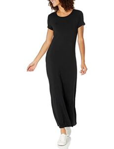 amazon essentials women's short-sleeve maxi dress, black, medium