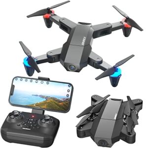 simrex x500 mini drone optical flow positioning rc quadcopter with 720p hd camera, altitude hold headless mode, foldable fpv drones wifi live video 3d flips easy fly steady for learning dark black