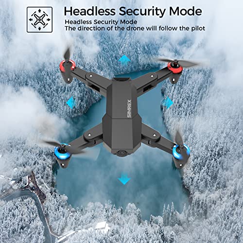 SIMREX X500 mini Drone Optical Flow Positioning RC Quadcopter with 720P HD Camera, Altitude Hold Headless Mode, Foldable FPV Drones WiFi Live Video 3D Flips Easy Fly Steady for Learning Dark Black