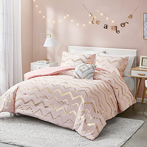 Codi Twin Comforter Set for Teen Girls, Cute Pink/Rose Gold Bedding Set for Girl Twin Size Bed, 3 Piece (1 Matching Sham + 1 Decorative Pillow)