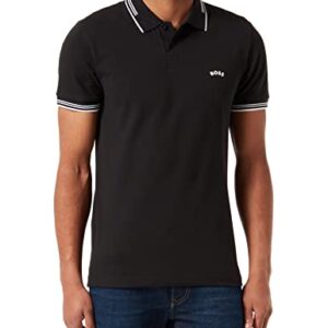 BOSS Men's Paul Curved Logo Polo Shirt, Black Coal, X-Large