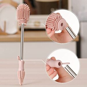 haakaa Cleaning Brush Silicone Bottle Brush Double-Ended Soft Silicone Bristles for Breast Pumps, Breast Milk Collectors, Baby Bottles, Teats, Breastmilk Storage Bags, Detachable - Blush, 1pk