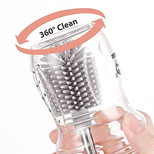 haakaa Silicone Cleaning Brush Kit - SUVA Grey - Bottle Brush for Breast Pumps, Breast Milk Collector, Baby Bottles, Nipples, Breastmilk Storage Bags