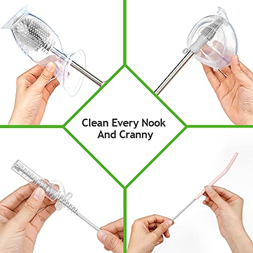 haakaa Silicone Cleaning Brush Kit - SUVA Grey - Bottle Brush for Breast Pumps, Breast Milk Collector, Baby Bottles, Nipples, Breastmilk Storage Bags