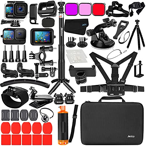 Husiway Accessories Kit for Gopro Hero 11 10 and 9 Black Battery Cover Door Waterproof Housing Silicone Case Glass Screen Protector Bundle for Go pro Hero11 Hero10 Hero9-63E