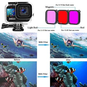 Husiway Accessories Kit for Gopro Hero 11 10 and 9 Black Battery Cover Door Waterproof Housing Silicone Case Glass Screen Protector Bundle for Go pro Hero11 Hero10 Hero9-63E