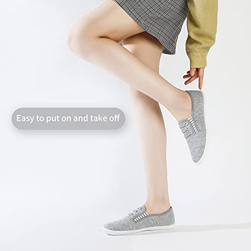 Women's Canvas Slip on Sneakers Casual Slip on Walking Shoes Womens Tennis Shoes Flat Dress Shoes Non Slip Work Shoes(Grey.us7)